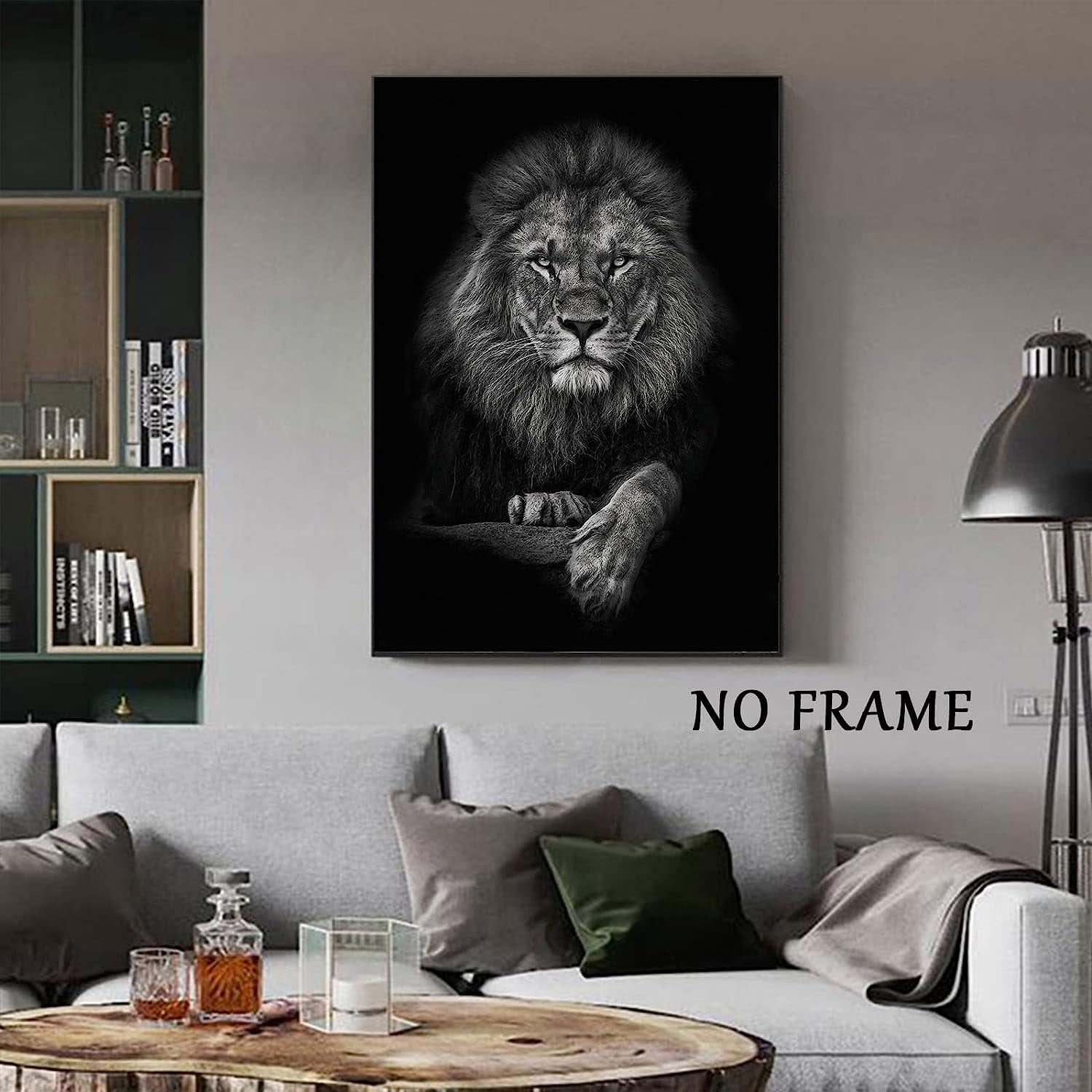 Black-And-White-Lion-Canvas-Wall-Art-Animal-Prints-Portraits-Lion-Head ...
