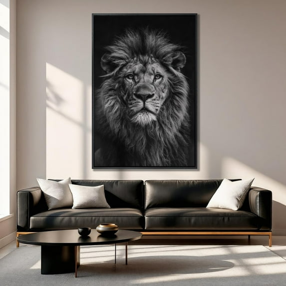 Black And White Lion Poster: Wildlife Photography Wall Art, Unframed ...