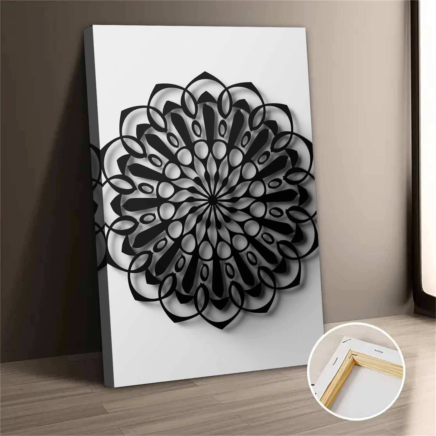 Black And White Mandala Canvas Wall Art Decor Print - Walmart.com