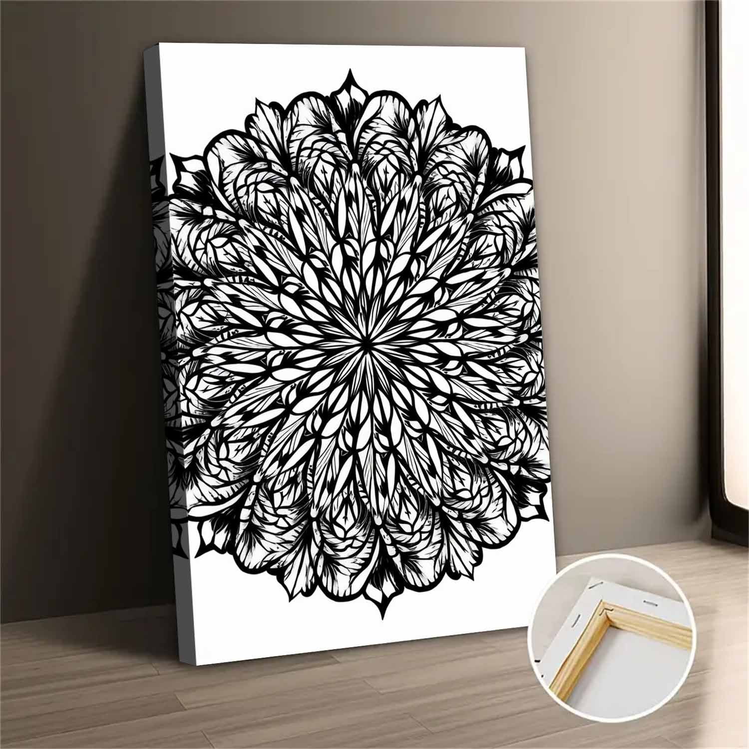 Black And White Mandala Canvas Wall Art For Bedroom Living Room Decor ...