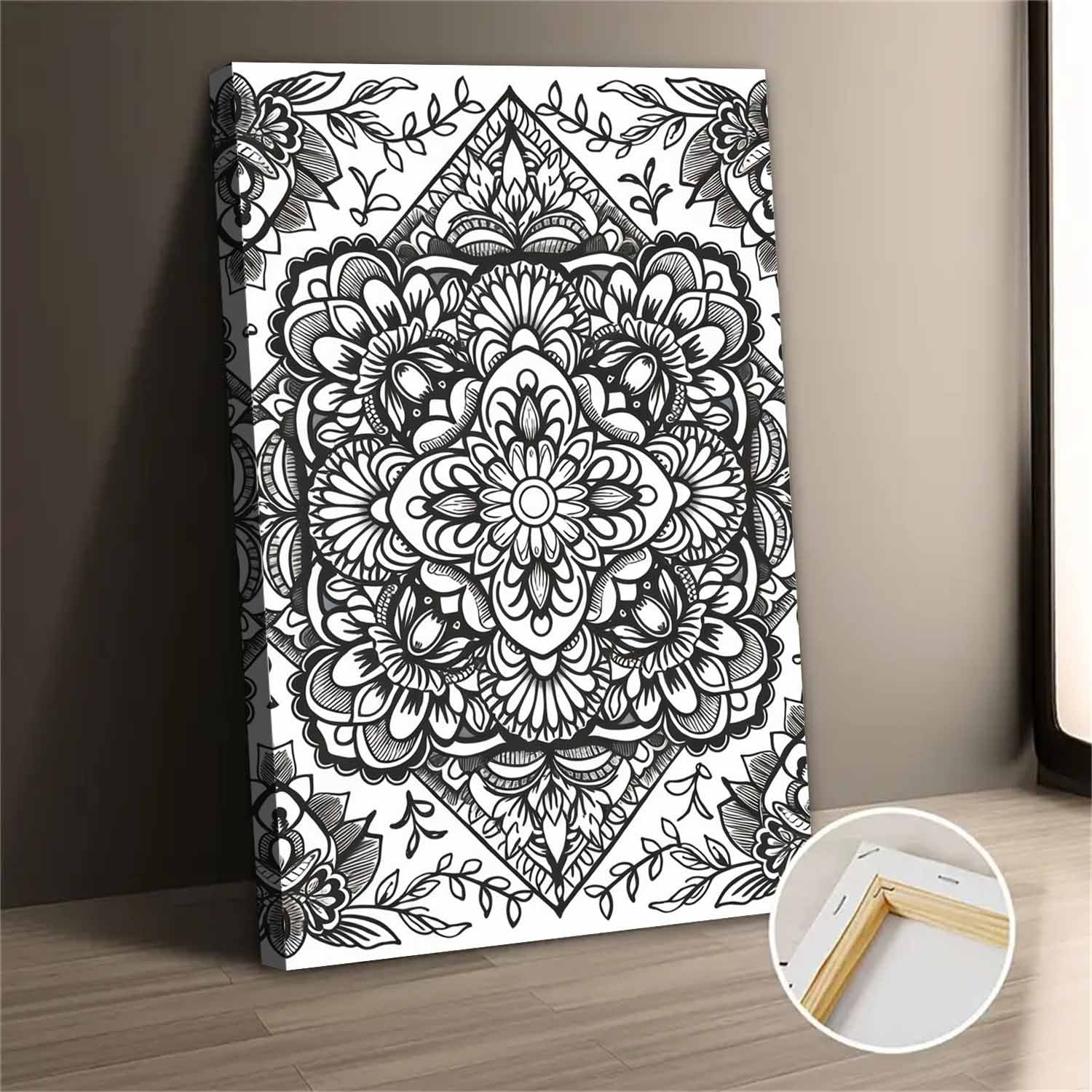 Black And White Mandala Canvas Wall Art For Bedroom Living Room Home ...
