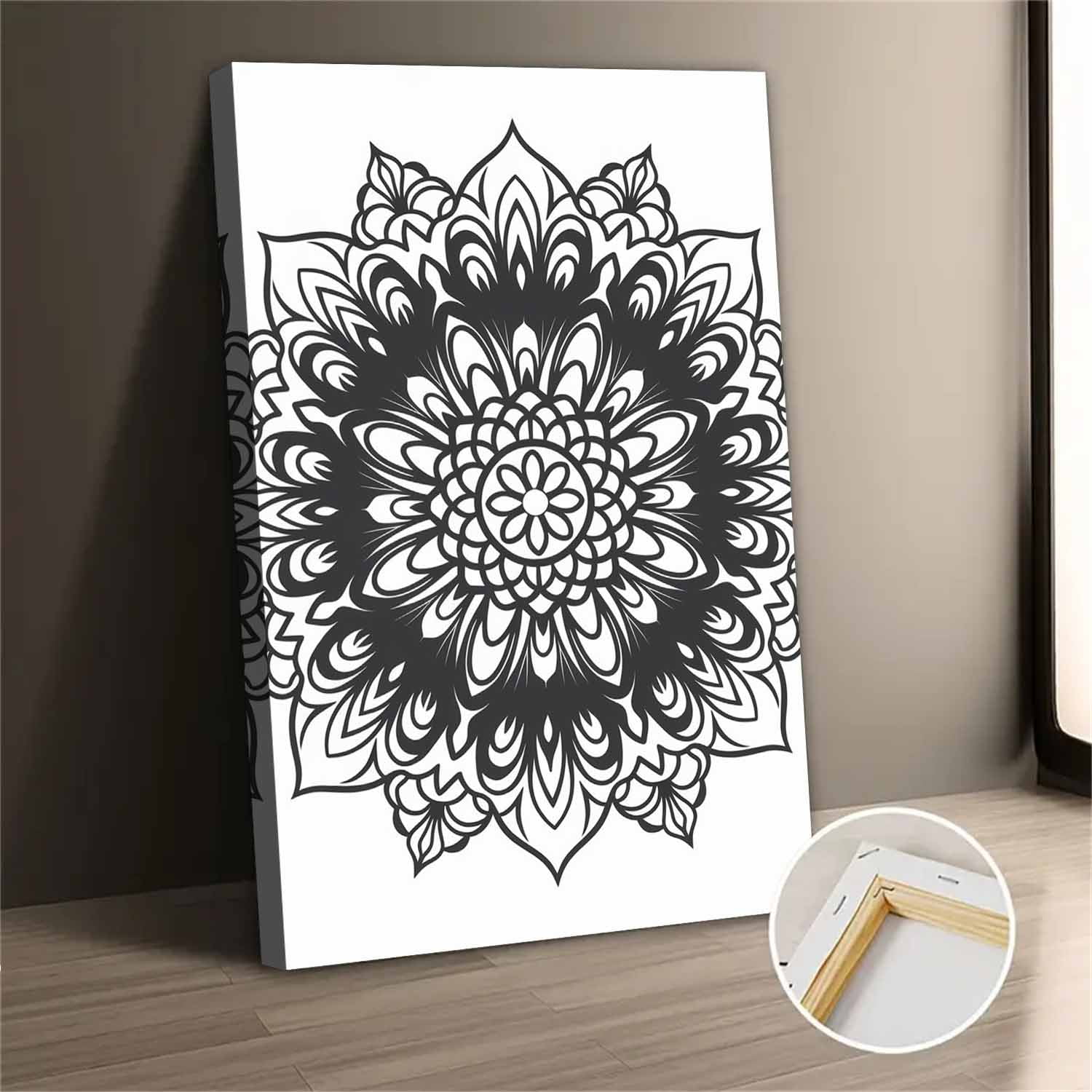 Black And White Mandala Canvas Wall Art For Living Room - Walmart.com