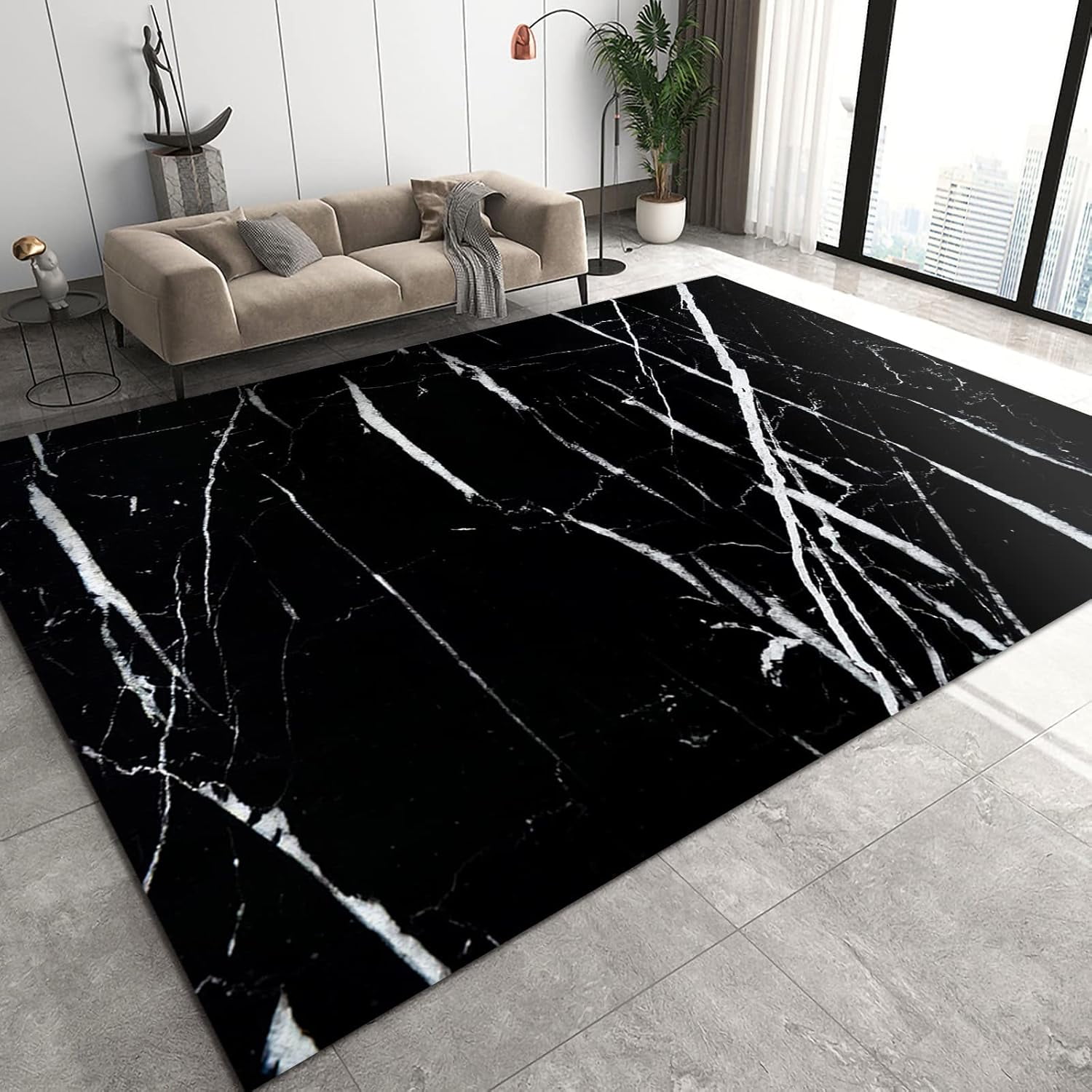Black And White Marble Carpet, Porch Mat Comfortable To The Feet And ...