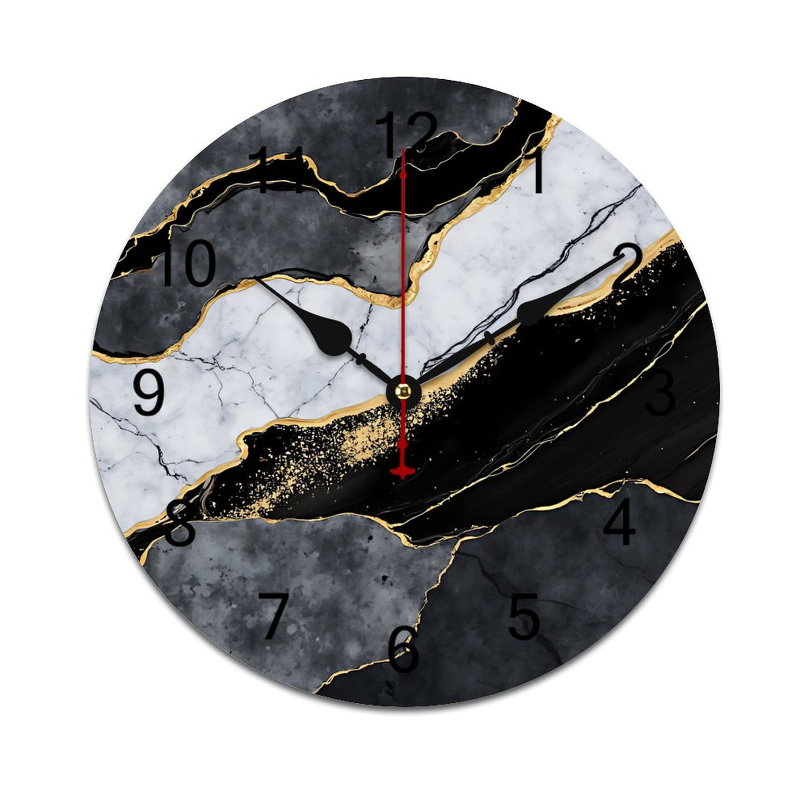 Black And White Marble Texture Word Saying Big Wall Clock Home Decor ...