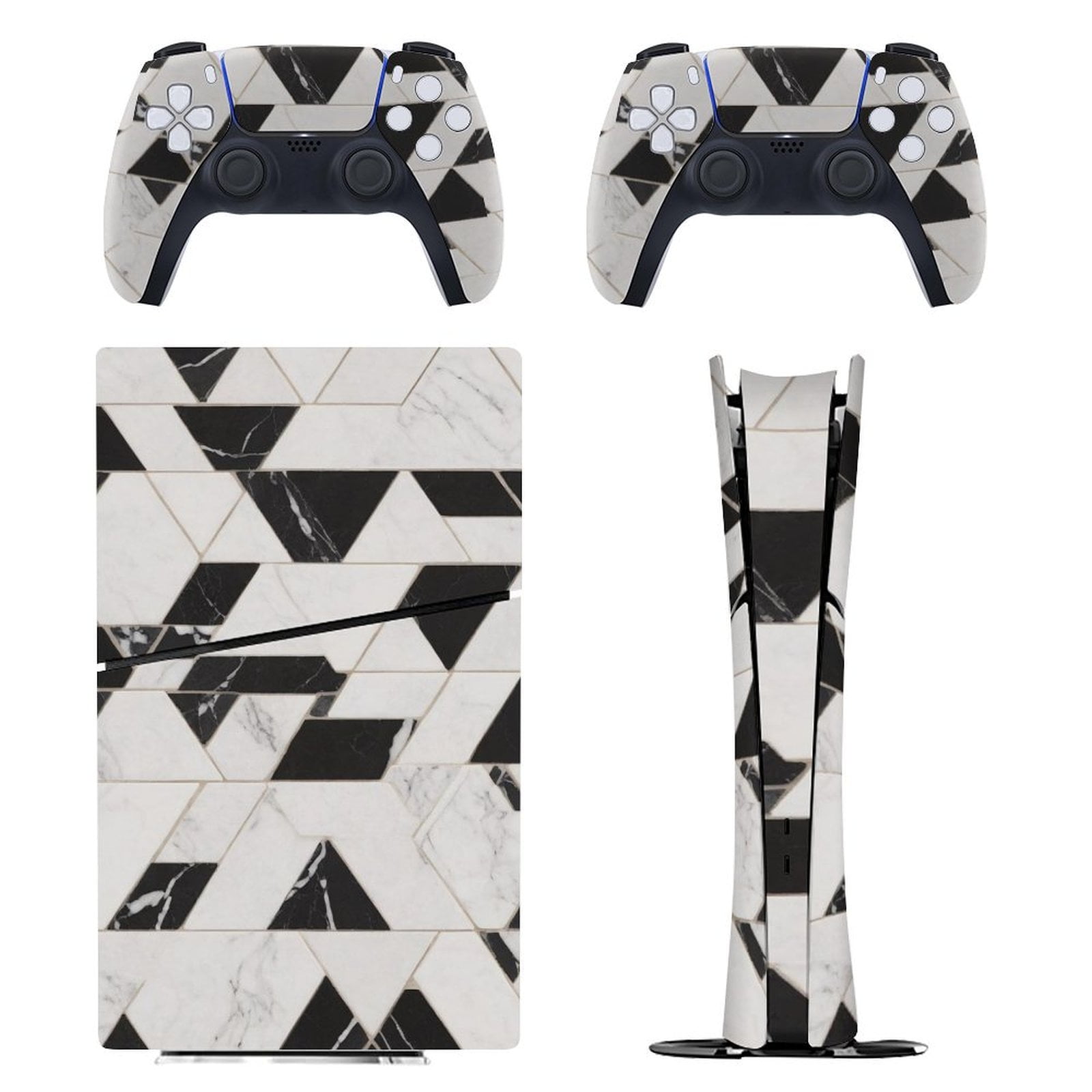 Black And White Marble Tiles Console Skin Bundle for PS5 Pro Slim Disc ...