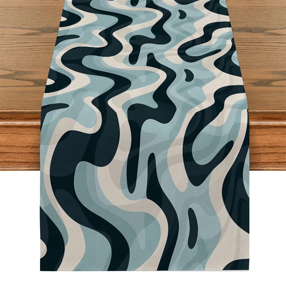 Black And White Mixed Color Table Flag Wave Twist Texture Table Runner ...