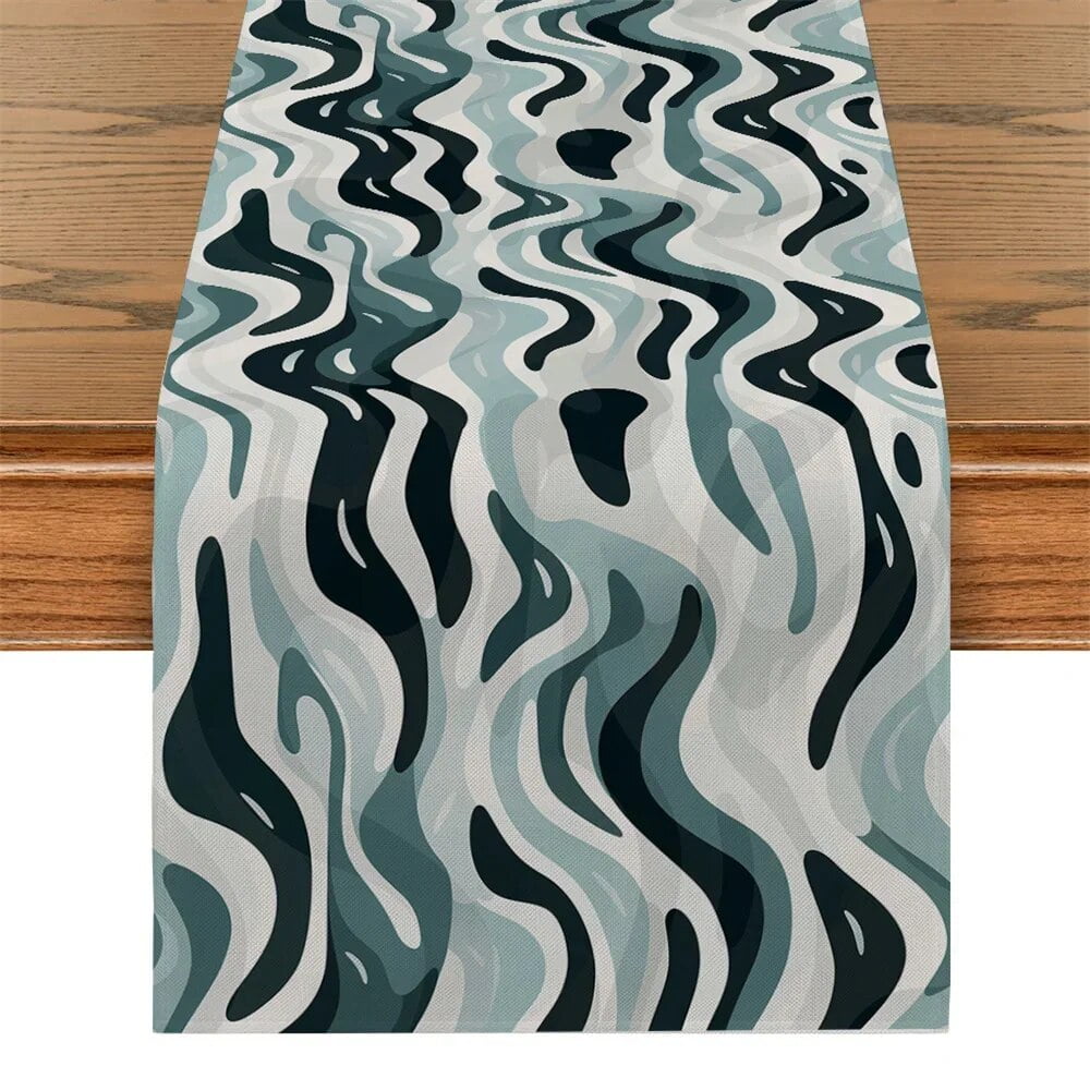 Black And White Mixed Color Table Flag Wave Twist Texture Table Runner ...
