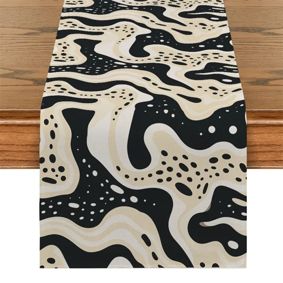 Black And White Mixed Color Table Flag Wave Twist Texture Table Runner ...