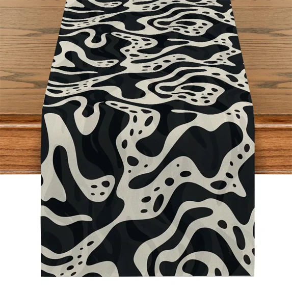 Black And White Mixed Color Table Flag Wave Twist Texture Table Runner ...