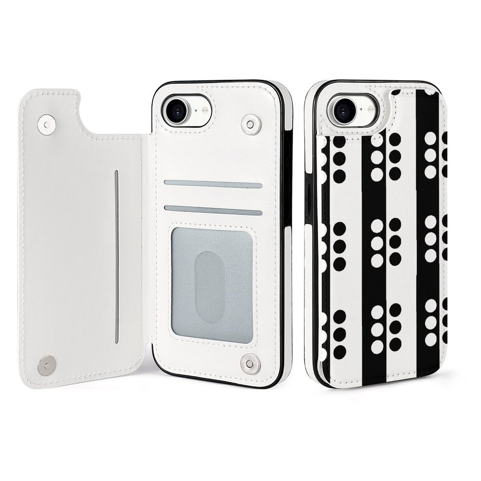 Black And White Mod Design Off Center Circles Leather Wallet Case for ...