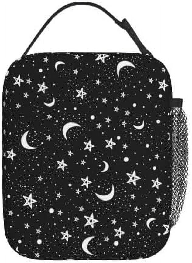 Black And White Moon Star Portable Lunch Bag Insulated Lunch Box ...