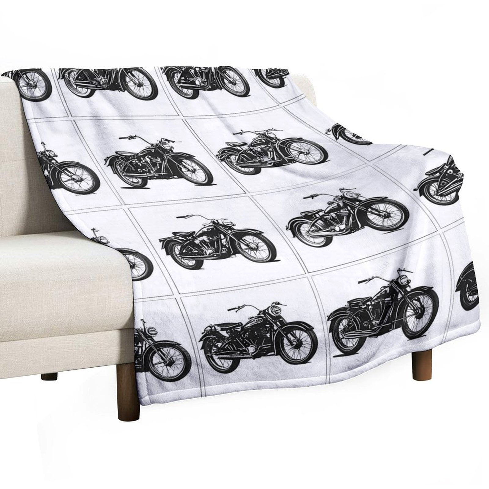 Black And White Motorcycle Super Soft Blanket Flannel Throw Blanket ...