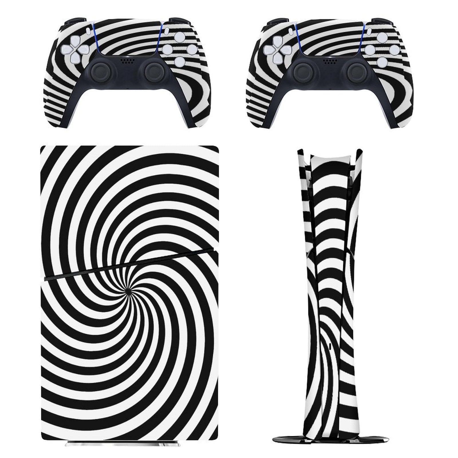 Black And White Op-Art Spiral PS5/PS5 Pro/PS5 Slim Digital Disc Skin ...