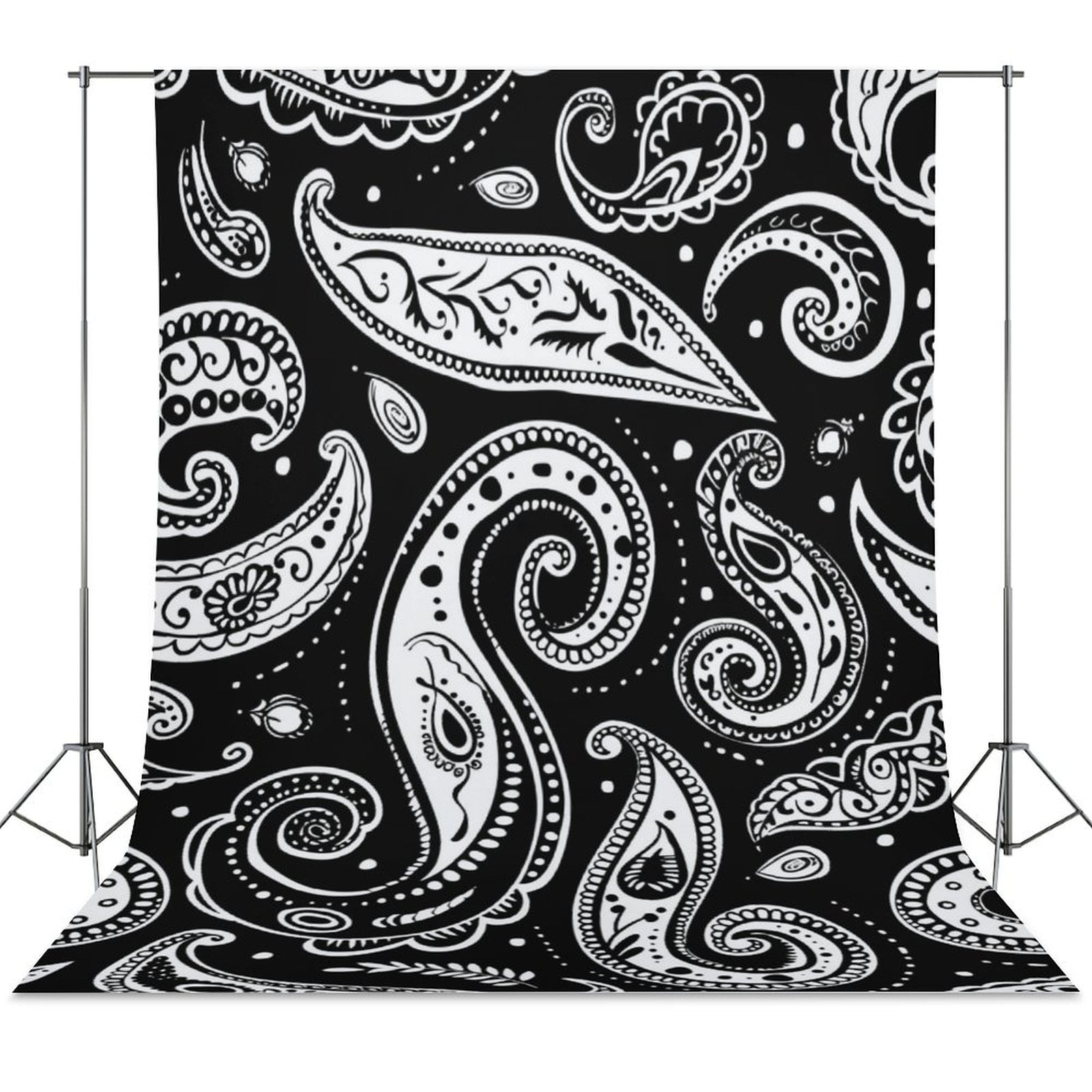 Black And White Paisley Pattern Seamless Design Backdrops for ...