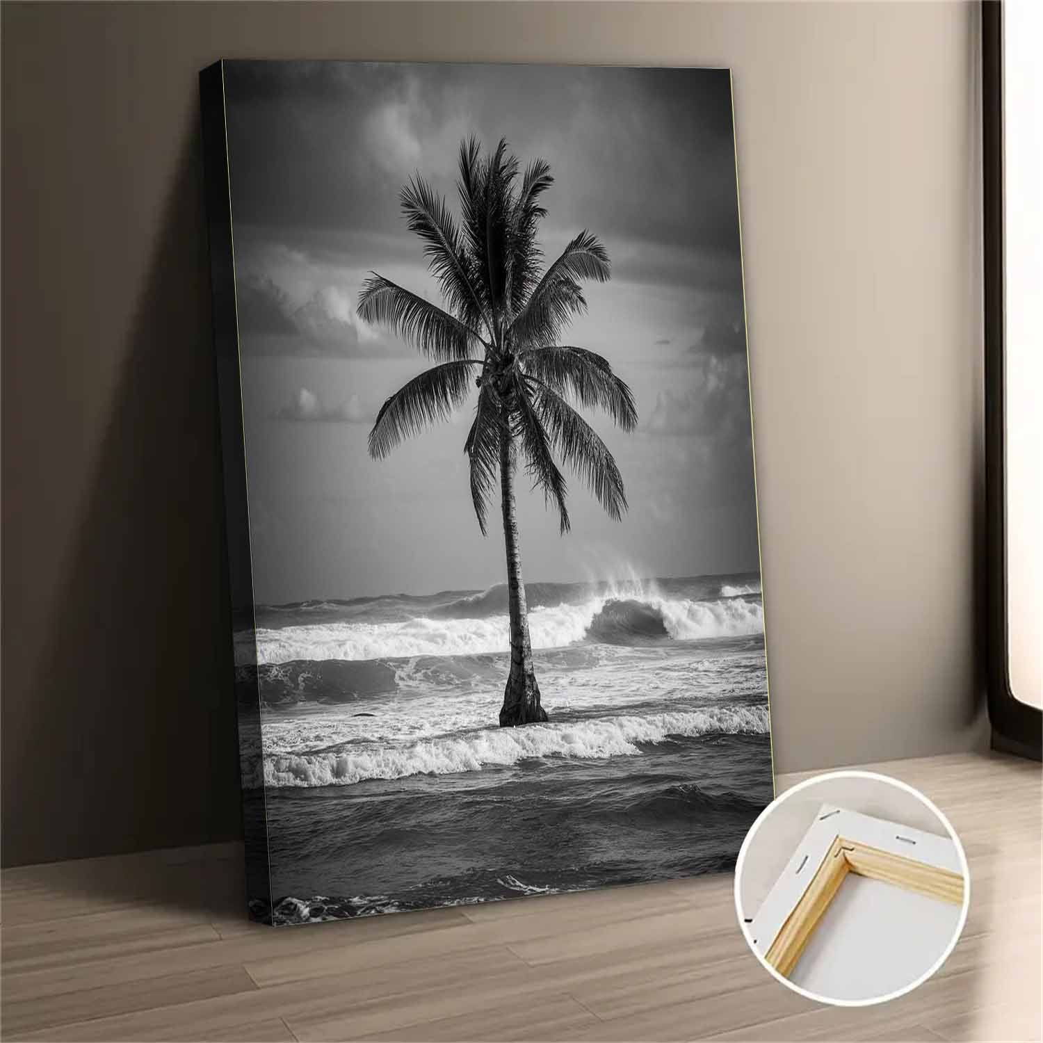 Black And White Palm Tree Canvas Wall Art Print For Bedroom Living Room ...