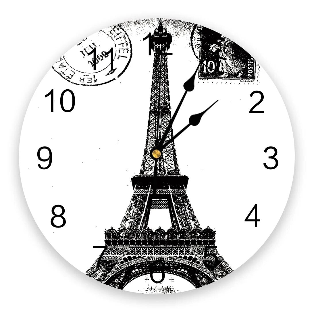 Black And White Paris Design Wall Clocks Silent Home Cafe Office Wall ...