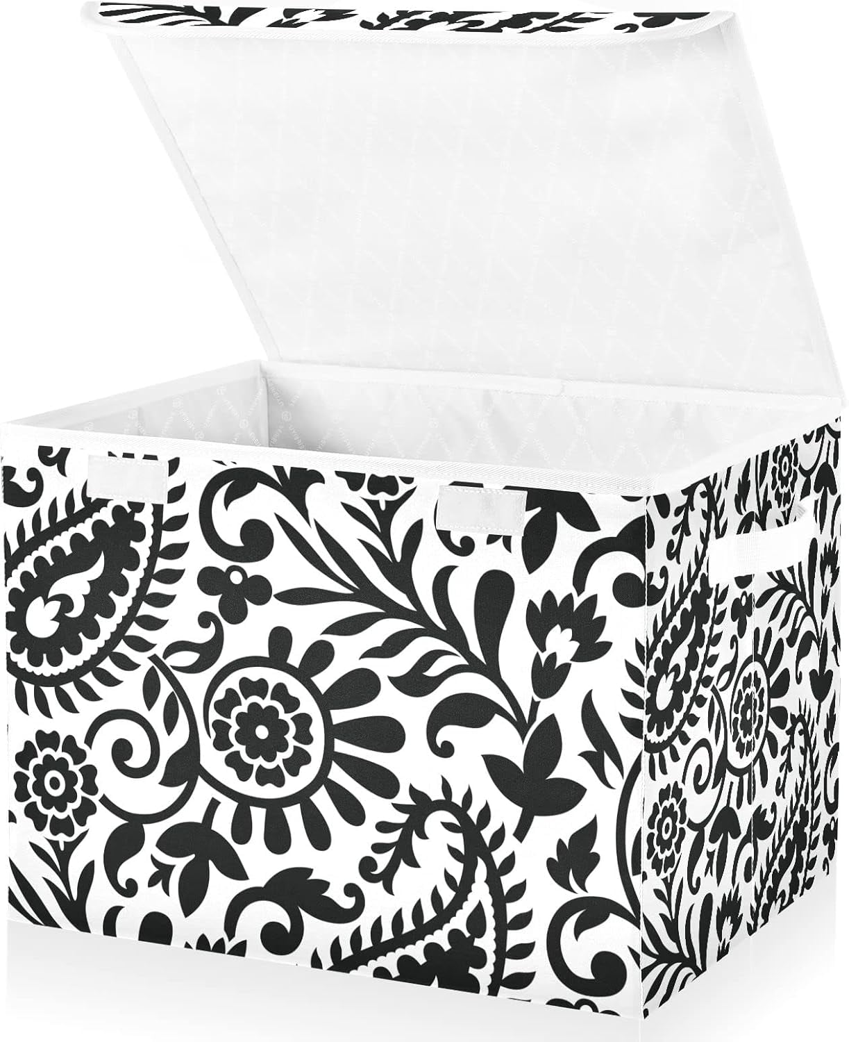 Black And White Pattern Collapsible Flip Top Storage Bins With Lids Stacka