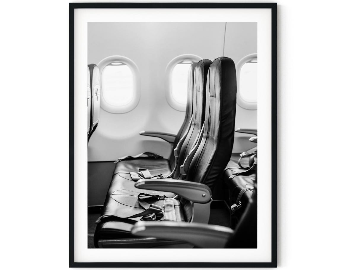 Black And White Photo Wall Art Print Airplane Seats Poster Wall Art ...