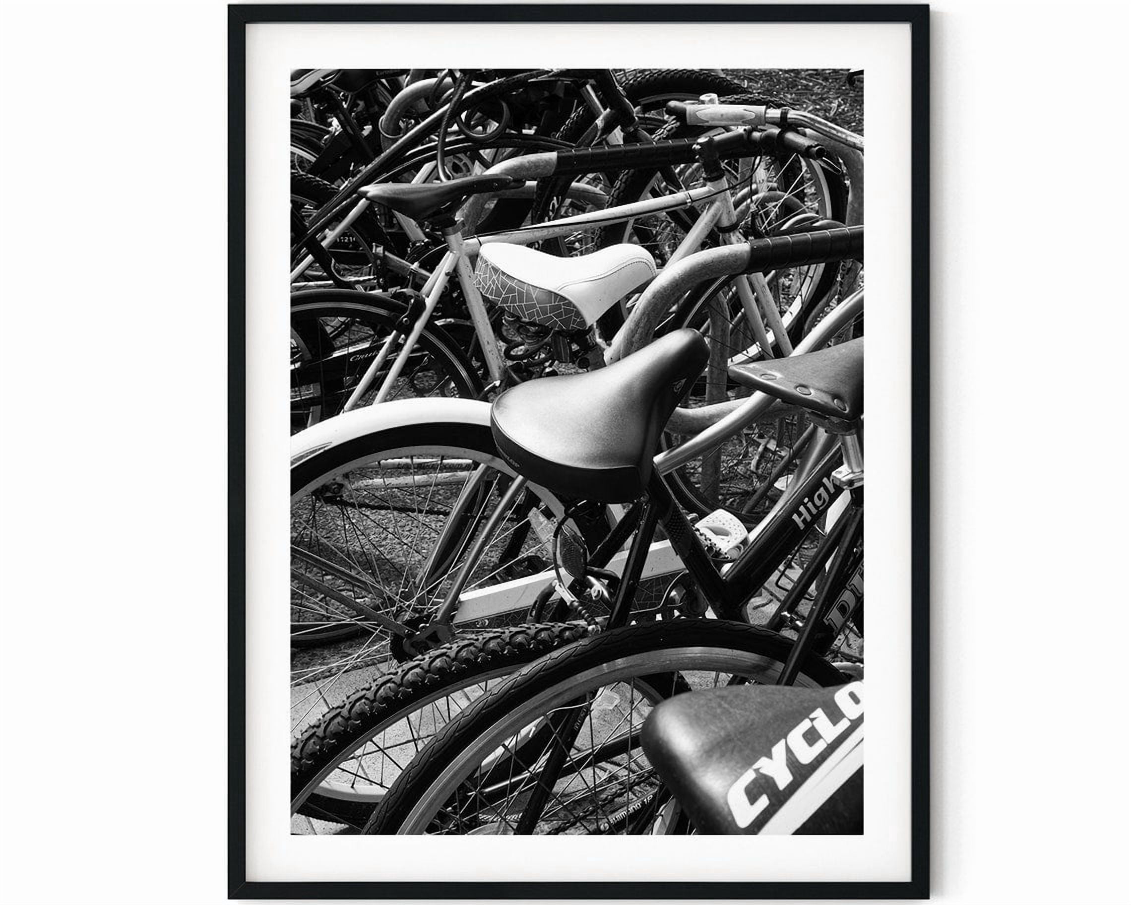 Black And White Photo Wall Art Print Bicycle Parking Poster Wall Art ...