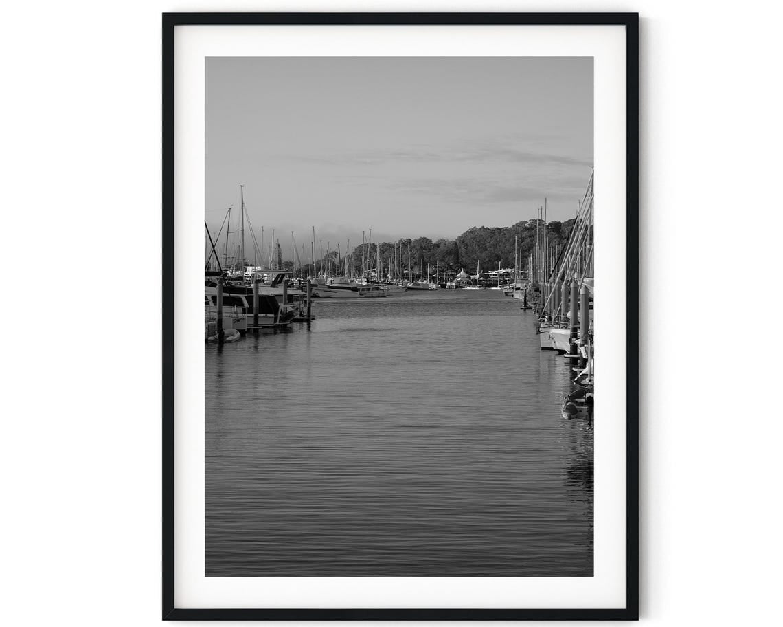 Black And White Photo Wall Art Print Boat Masts Marina Poster Wall Art ...