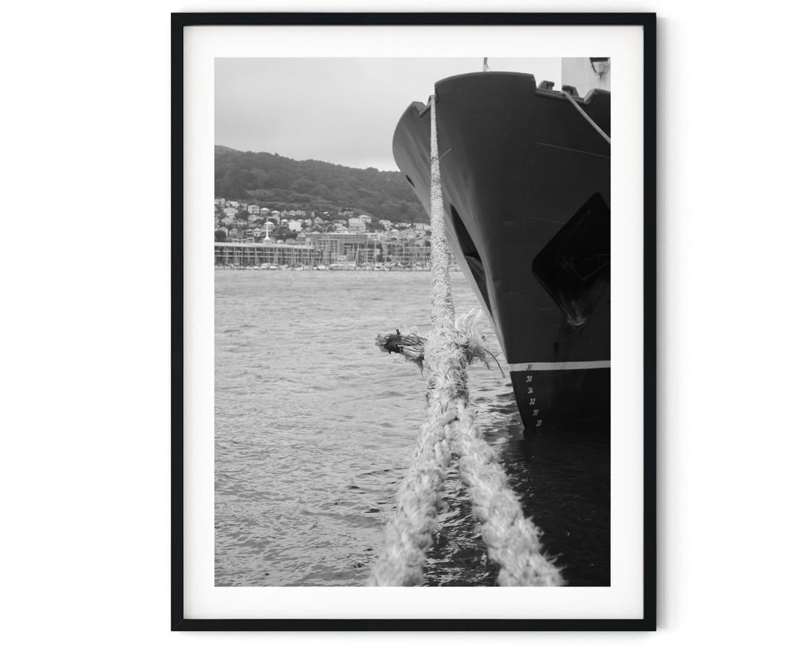 Black And White Photo Wall Art Print Boat Mooring Poster Wall Art ...