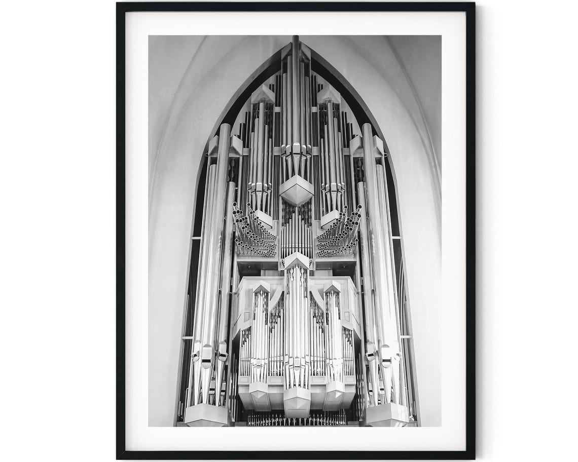 Black And White Photo Wall Art Print Church Organ Poster Wall Art ...
