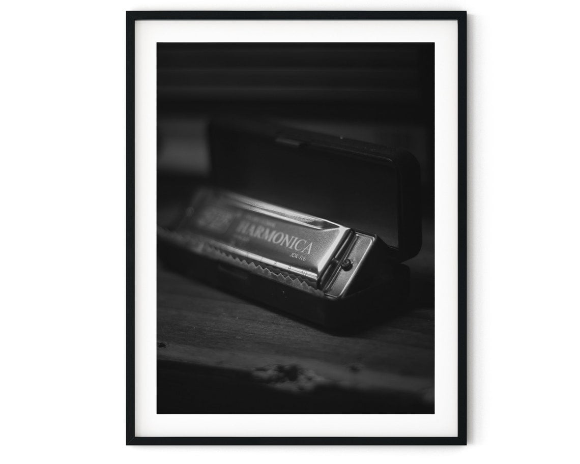 Black And White Photo Wall Art Print Harmonica Poster Wall Art, Modern ...