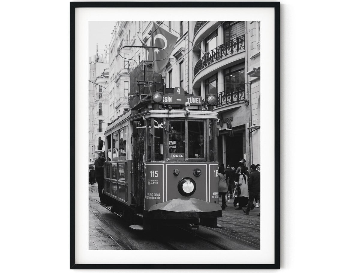 Black And White Photo Wall Art Print Istanbul Trolley Car Poster Wall ...