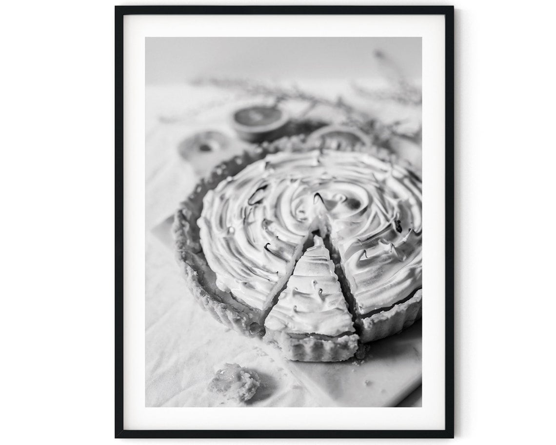 Black And White Photo Wall Art Print Lemon Meringue Pie Poster Wall Art ...