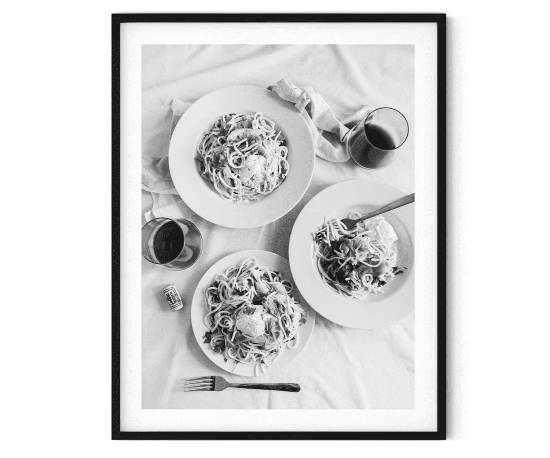 Black And White Photo Wall Art Print Linguine Pasta Poster Wall Art ...