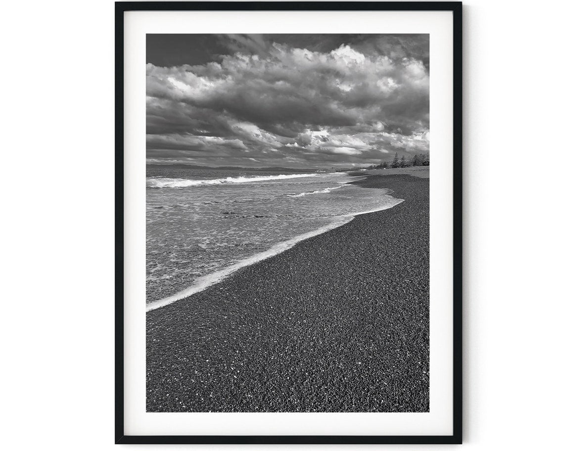 Black And White Photo Wall Art Print Napier Beach Shoreline Poster Wall ...