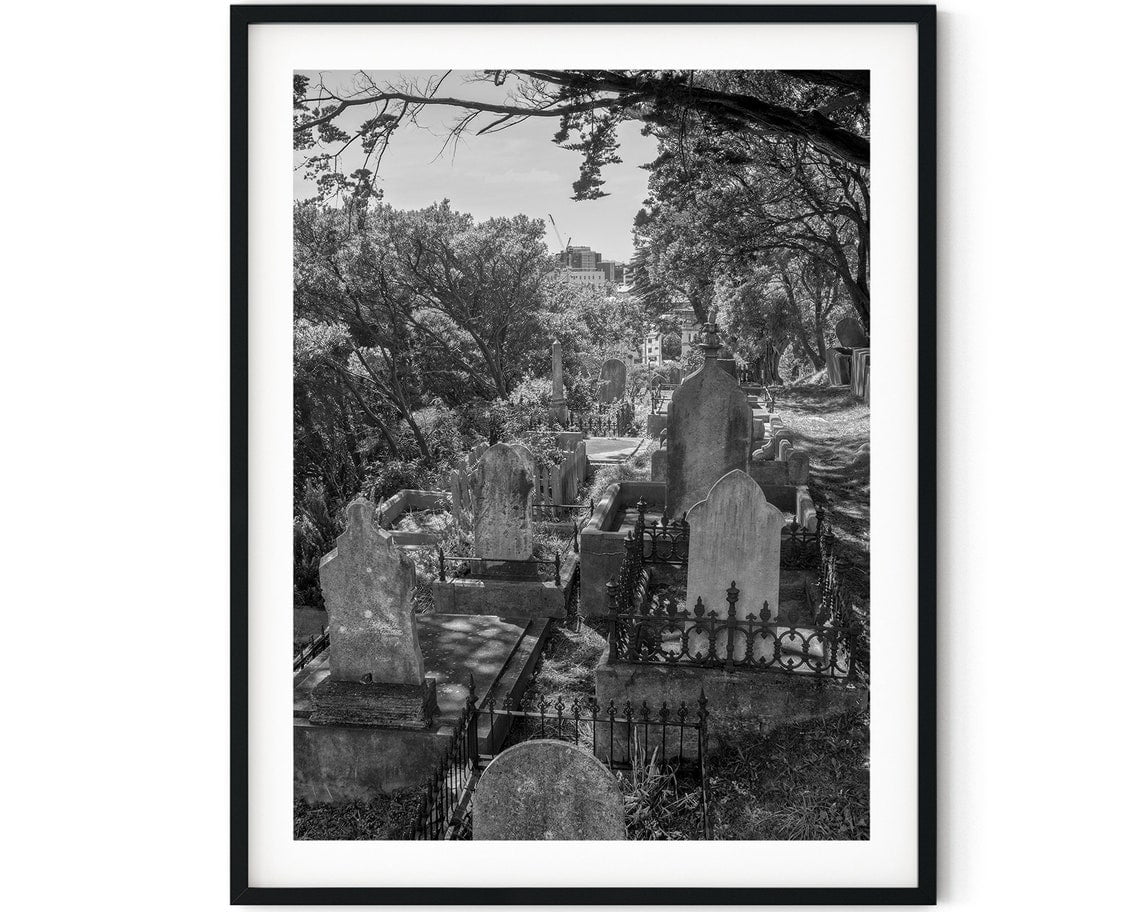 Black And White Photo Wall Art Print Old Cemetery Poster Wall Art ...