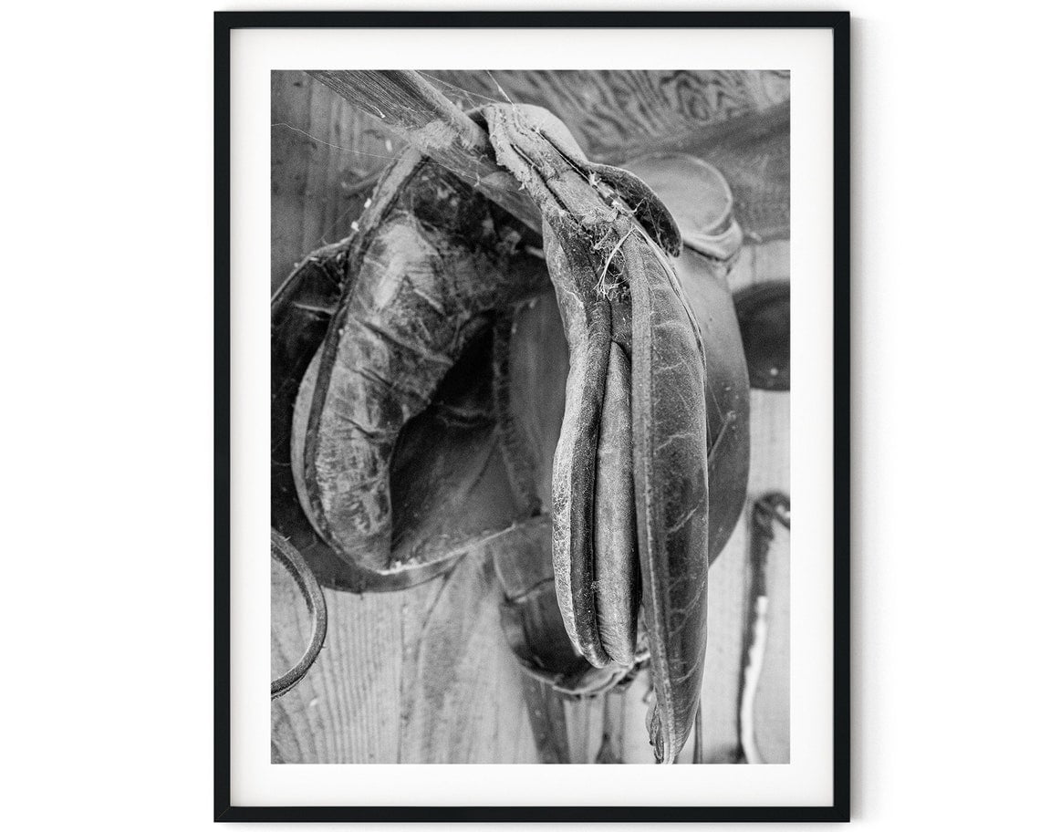 Black And White Photo Wall Art Print Old Saddle Poster Wall Art, Modern ...