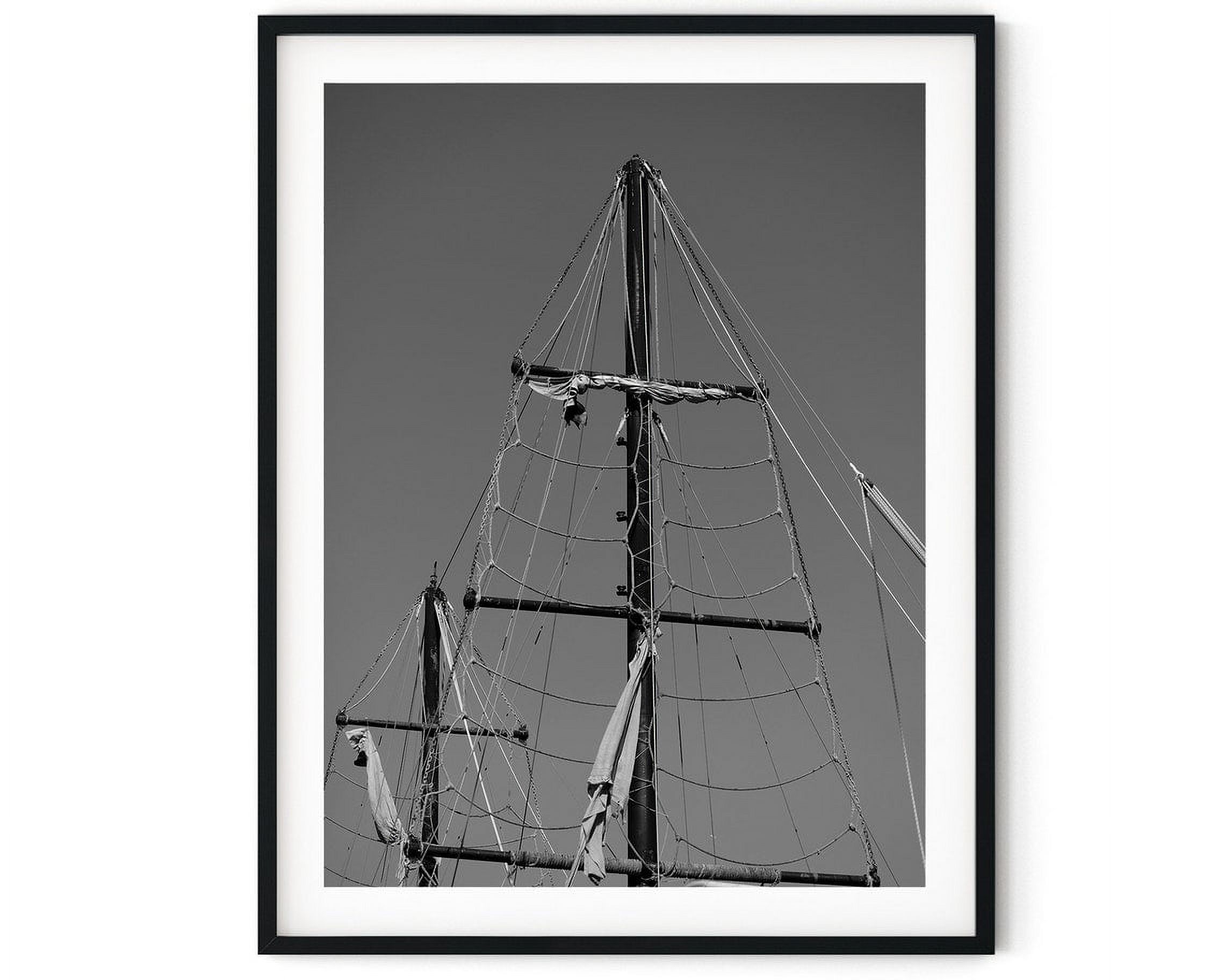 Black And White Photo Wall Art Print Old Sailboat Masts Poster Wall Art ...