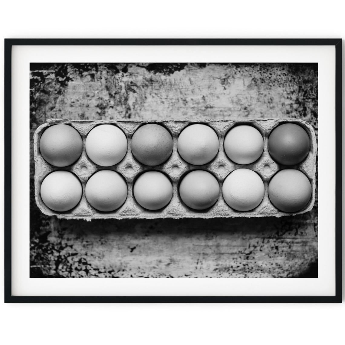 Black And White Photo Wall Art Print One Dozen Eggs Poster UNFRAMED ...