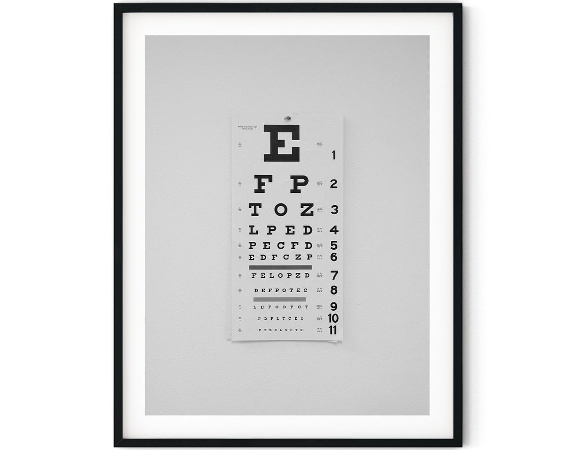 Black And White Photo Wall Art Print Optometrist Eye Chart Poster Wall ...
