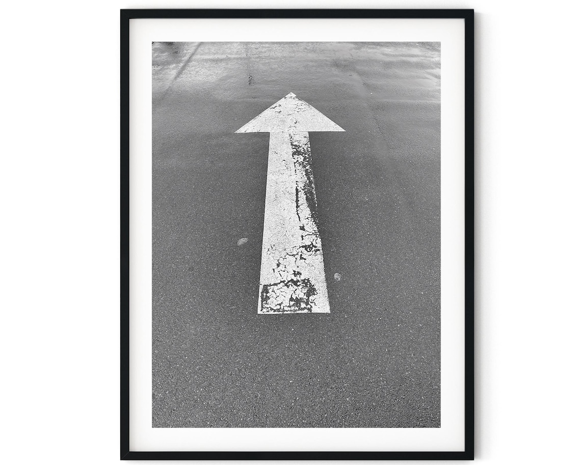 Black And White Photo Wall Art Print Road Marking Arrow Poster Wall Art ...