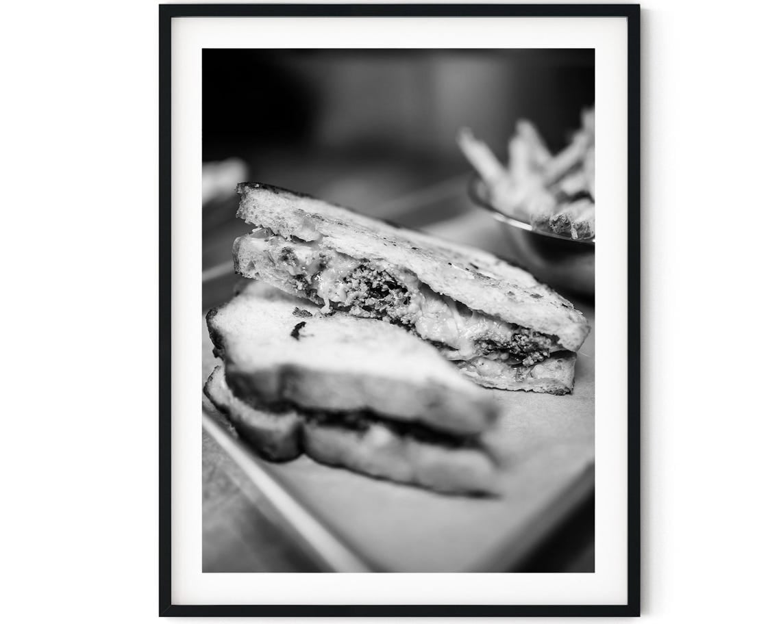 Black And White Photo Wall Art Print Toastie Sandwich Poster Wall Art ...