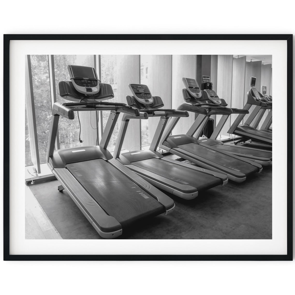 Black And White Photo Wall Art Print Treadmills Poster Wall Art, Modern ...