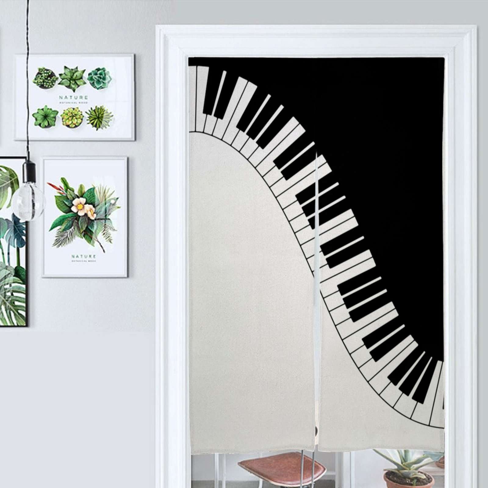 Black And White Piano Keyboard Door Curtain Nordic Living Room ...