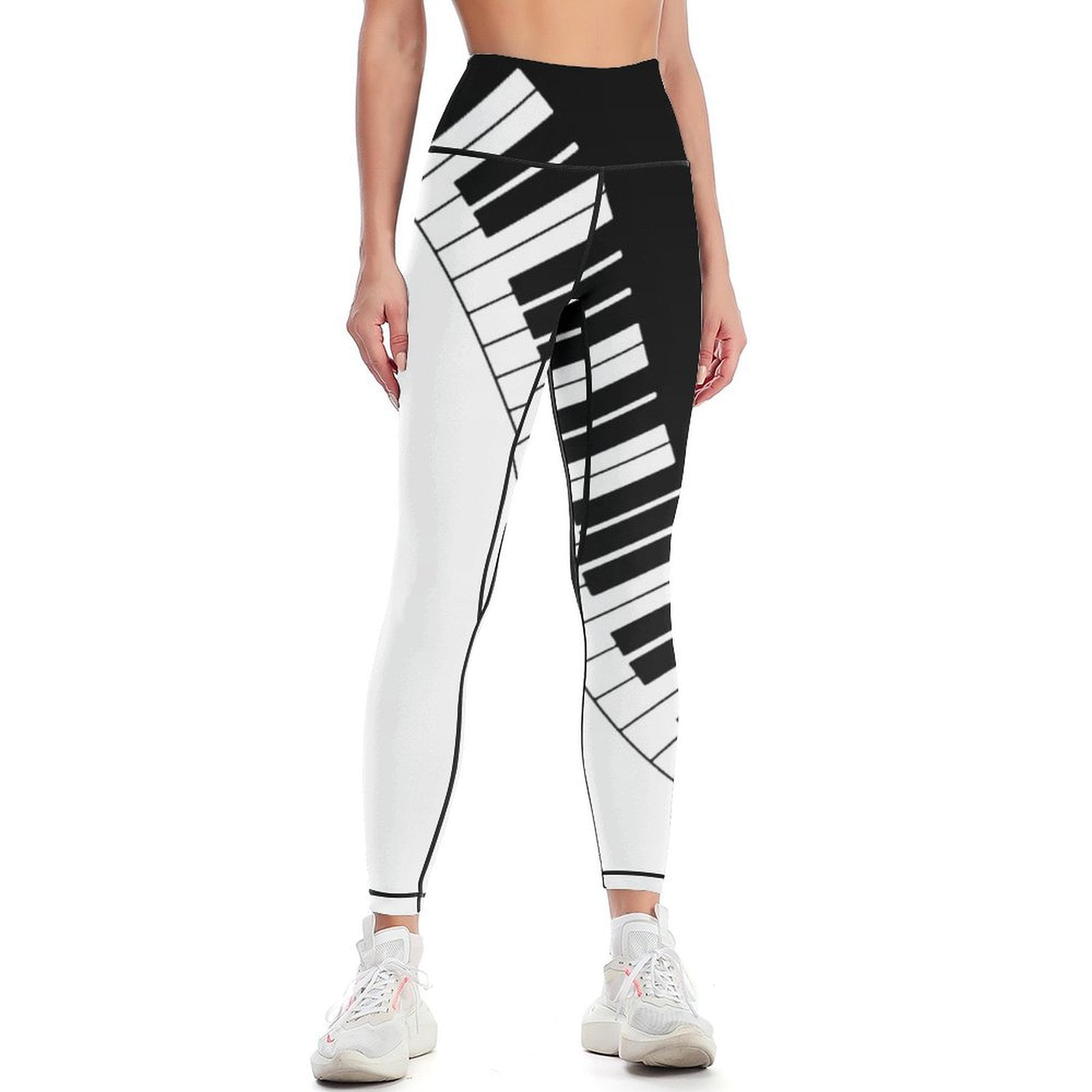 Black And White Piano Keyboard Leggings Pants Sport Active Wear Legings ...