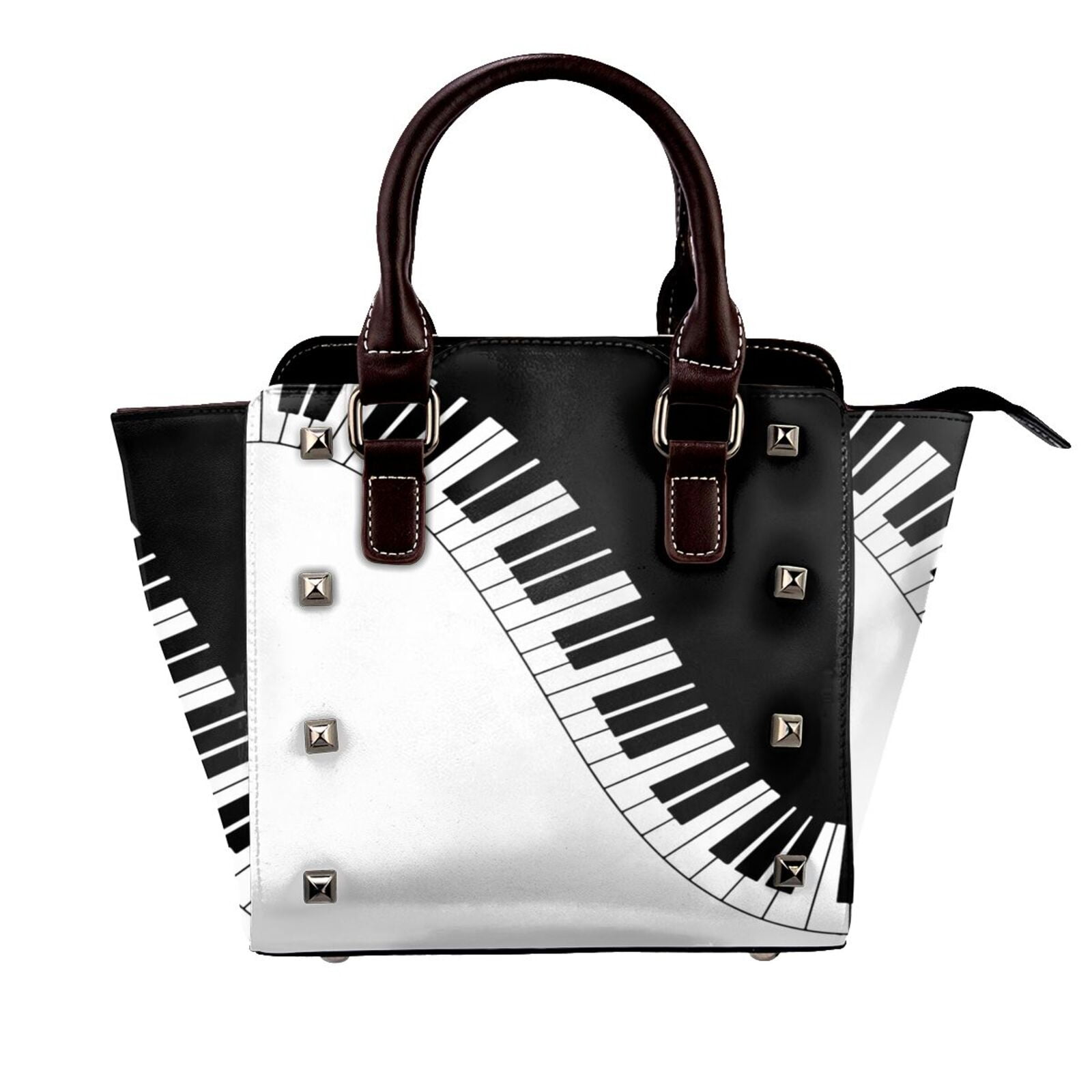 Black And White Piano Keyboard Rivet Fashion One-Shoulder Women's ...