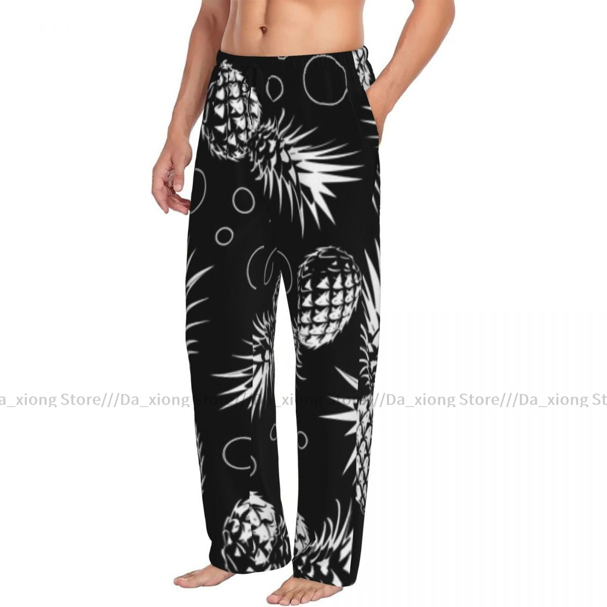 Black And White Pineapple Mens Pajamas Pyjamas Pants Lounge Pants Sleep ...