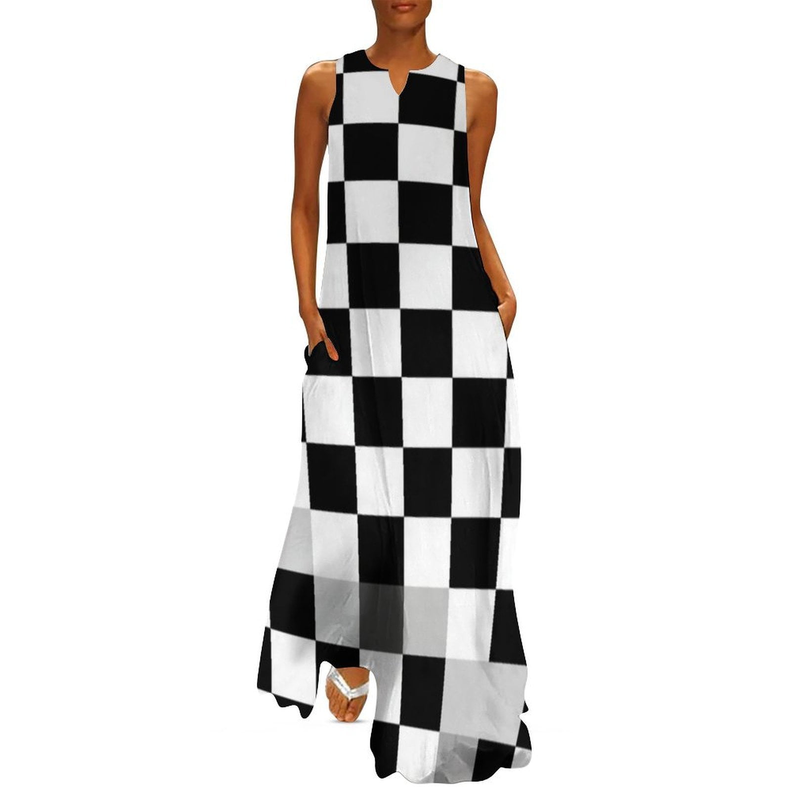 Black And White Plaid Long Dress dress women summer dress for women ...