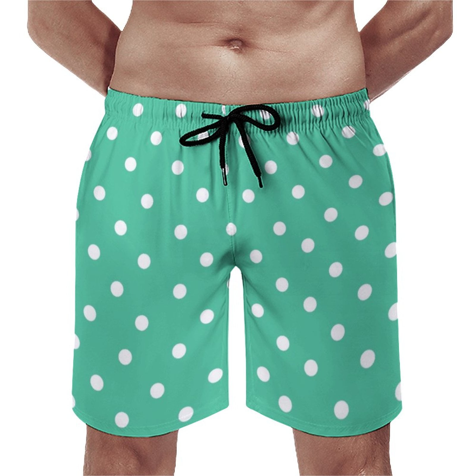 Black And White Polka Dot Board Shorts Quality Men Beach Pants Vintage ...