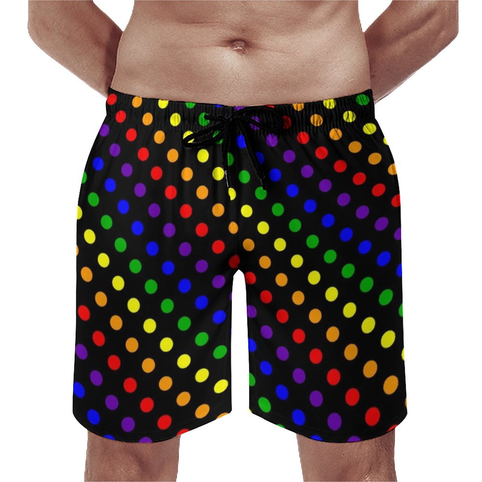 Black And White Polka Dot Board Shorts Quality Men Beach Pants Vintage ...