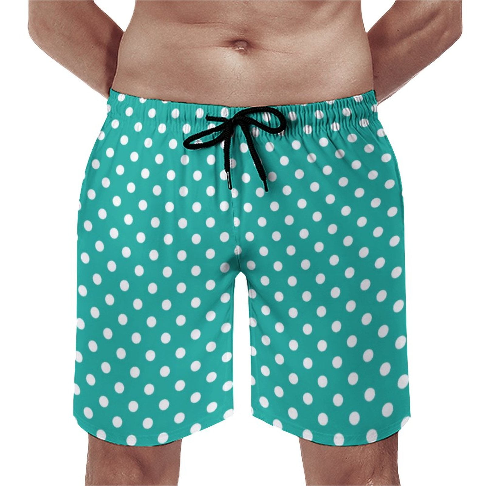 Black And White Polka Dot Board Shorts Quality Men Beach Pants Vintage ...
