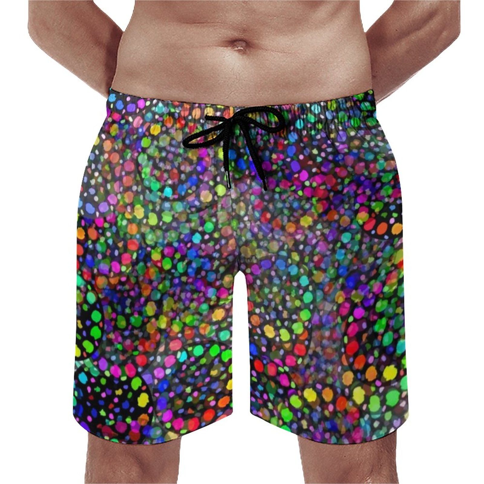 Black And White Polka Dot Board Shorts Quality Men Beach Pants Vintage ...