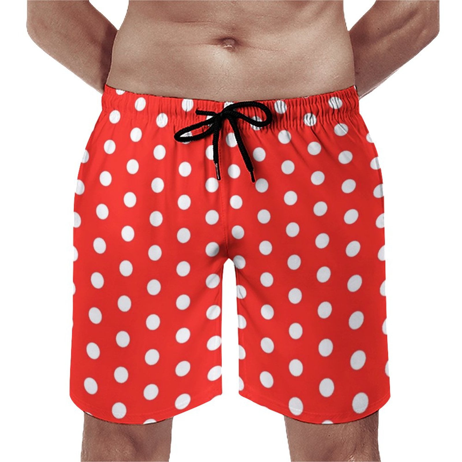 Black And White Polka Dot Board Shorts Quality Men Beach Pants Vintage ...