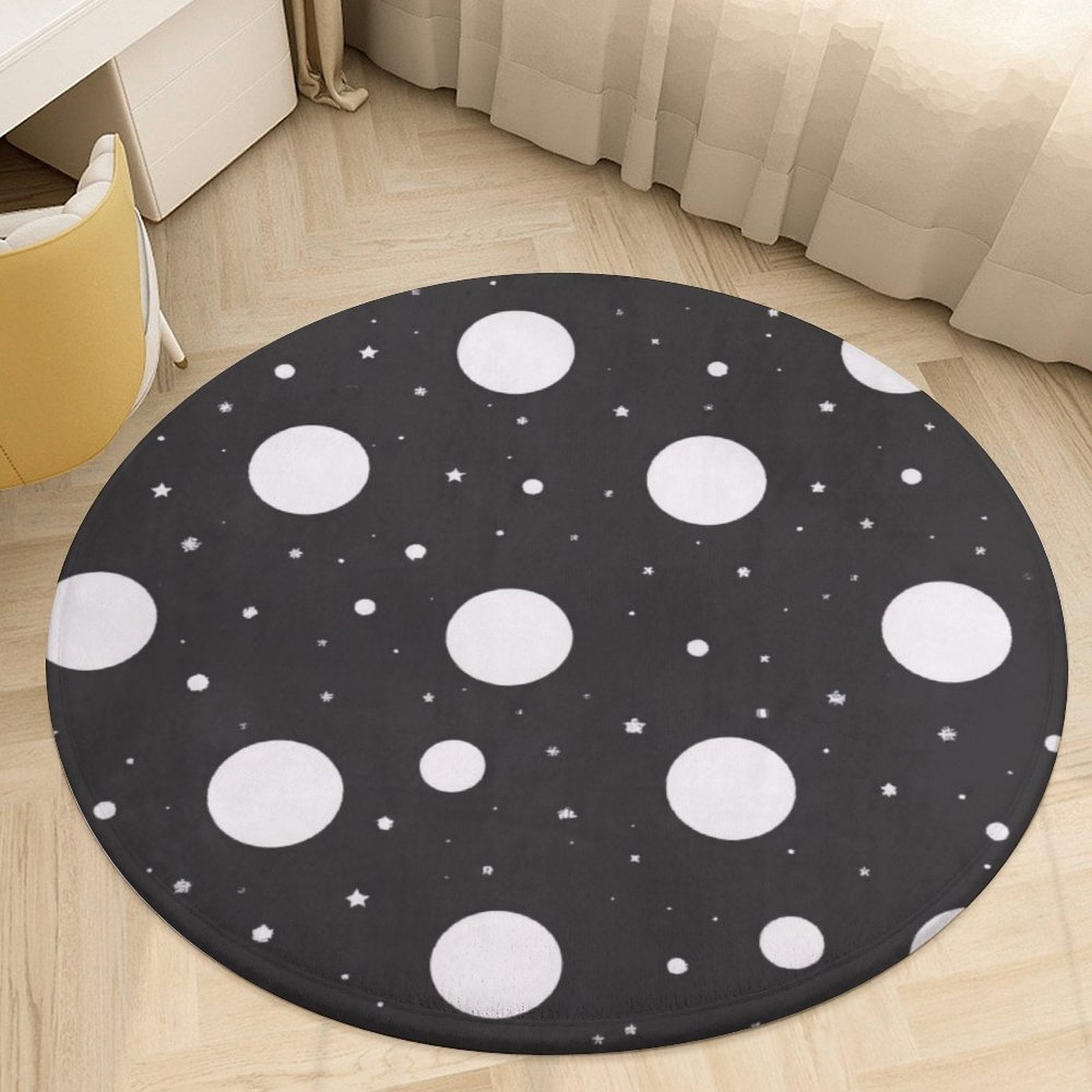 Black And White Polka Dot Pattern Round Area Rugs for Bedroom Living ...